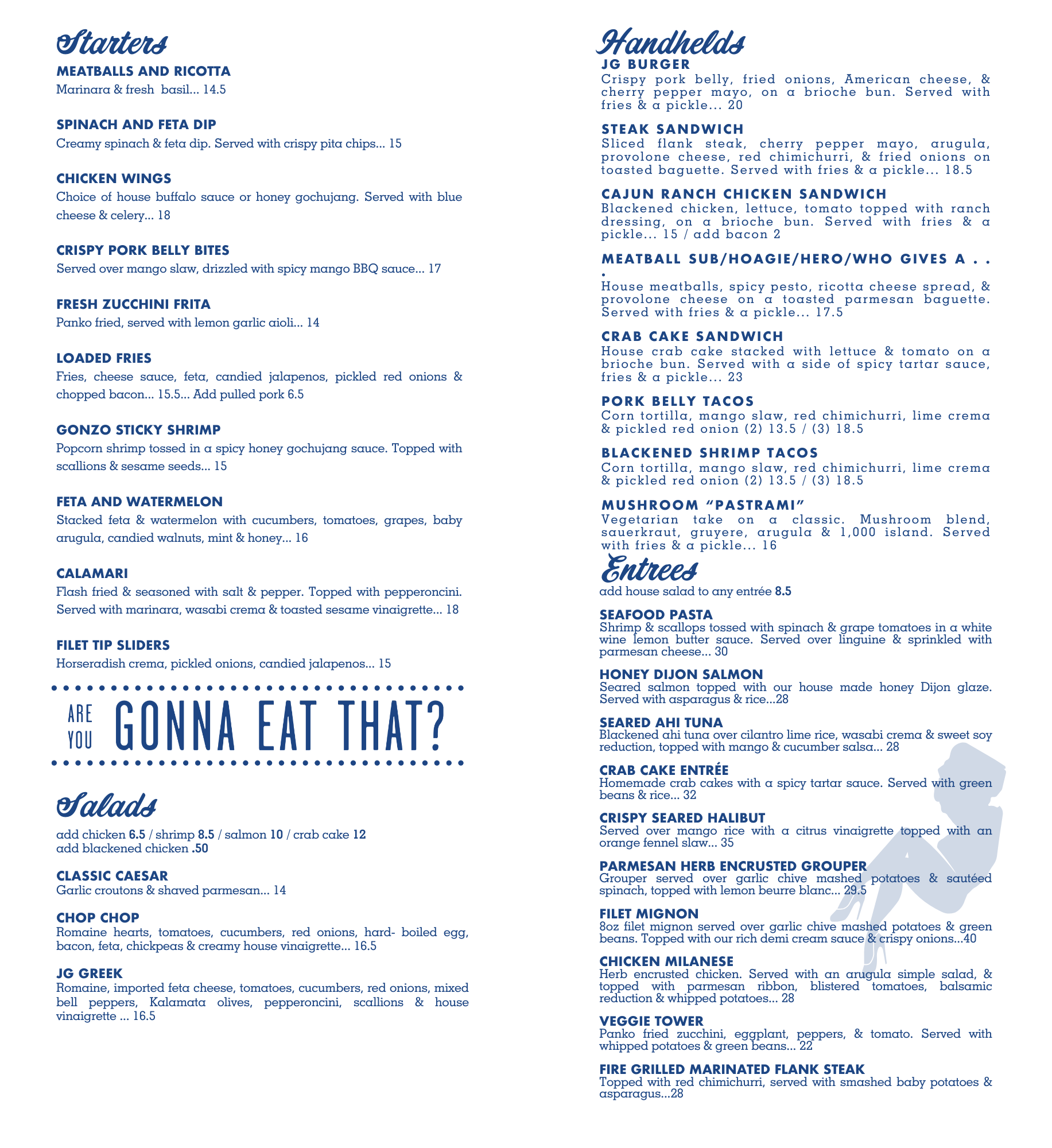 Dinner Menus | Jersey Girl